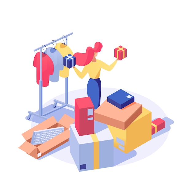 Premium Vector | Customer buying products isometric Premium Vector | Customer buying products isometric