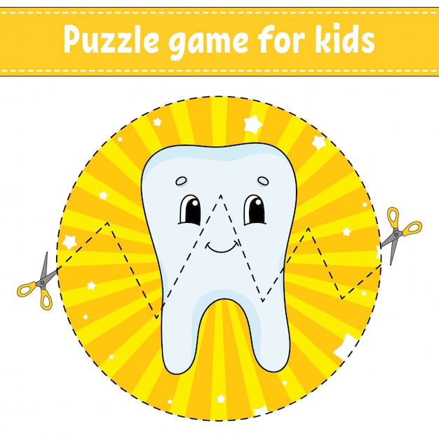 Premium Vector | Cut and play. round puzzle. healthy tooth. Premium Vector | Cut and play. round puzzle. healthy tooth.