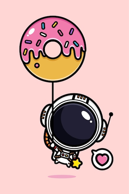 Premium Vector Cute Astronaut With Pink Dessert