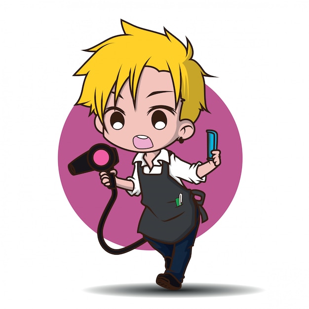 Cute barber cartoon character. Vector | Premium Download Cute barber cartoon character. Vector | Premium Download