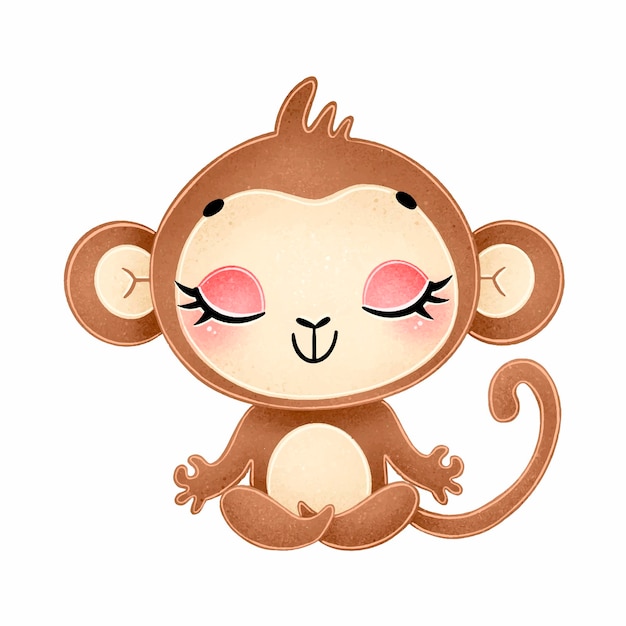 Premium Vector | Cute cartoon animals meditate. monkey meditation. Premium Vector | Cute cartoon animals meditate. monkey meditation.