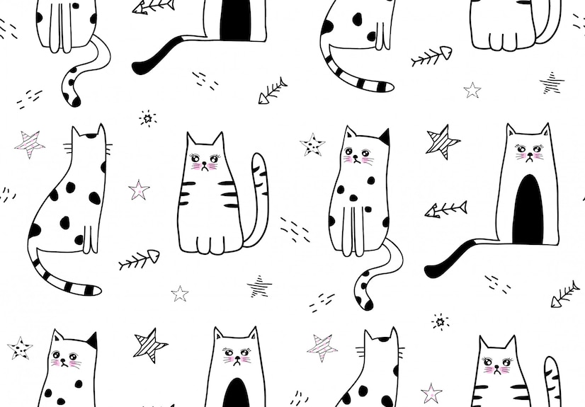 Premium Vector Cute Cat Seamless Pattern