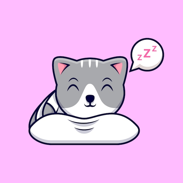 Premium Vector Cute Cat Sleeping Cartoon Icon Illustration Flat