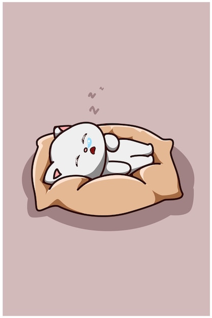 Premium Vector A Cute Cat Sleeping Cartoon Illustration