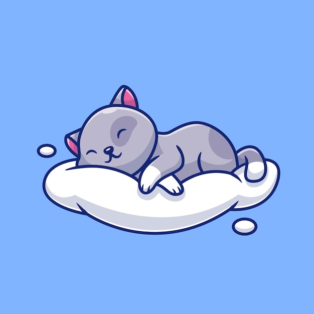 Premium Vector Cute Cat Sleeping On The Cloud Icon Illustration