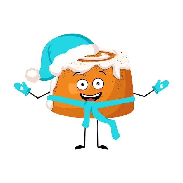 Premium Vector Cute Cinnamon Pastry Bun Character With Joyful