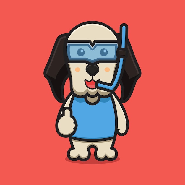Premium Vector | Cute dog mascot character wear diving goggles cartoon ... Premium Vector | Cute dog mascot character wear diving goggles cartoon ...