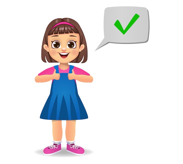 Premium Vector | Cute girl saying correct vector Premium Vector | Cute girl saying correct vector