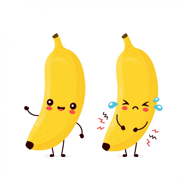 Premium Vector | Cute happy smiling and sad cry banana fruit. cartoon ... Premium Vector | Cute happy smiling and sad cry banana fruit. cartoon ...