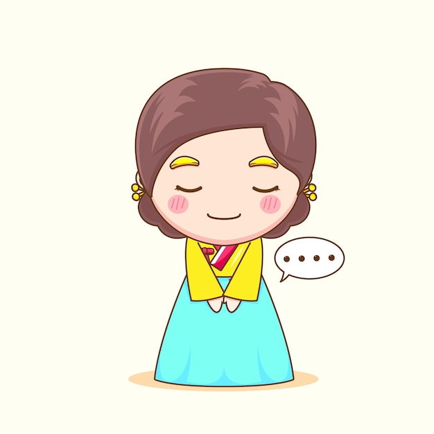 Premium Vector | Cute korean girl wearing hanbok Premium Vector | Cute korean girl wearing hanbok