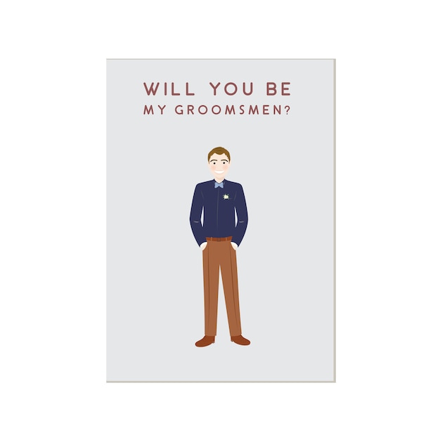 Premium Vector | Cute man cartoon character groomsmen invitation Premium Vector | Cute man cartoon character groomsmen invitation