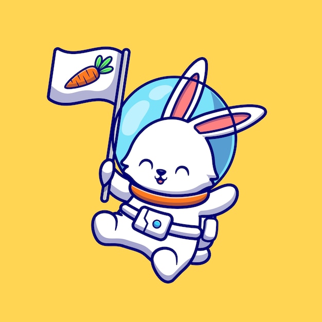 Premium Vector | Cute rabbit astronaut floating with carrot flag ... Premium Vector | Cute rabbit astronaut floating with carrot flag ...