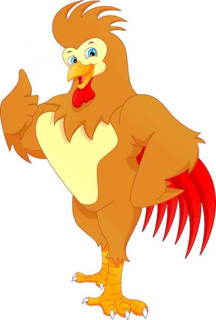 Premium Vector Cute Rooster Cartoon Thumb Up