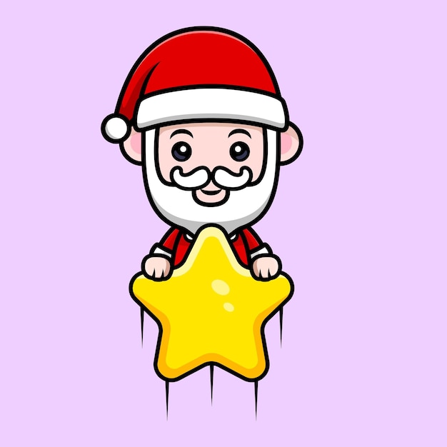 Premium Vector | Cute santa claus holding star cartoon mascot character Premium Vector | Cute santa claus holding star cartoon mascot character