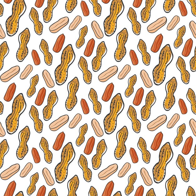 Premium Vector Cute Seamless Pattern With Peanuts Sketched Natural