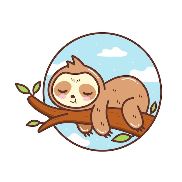 Premium Vector | Cute sloth sleeping in the tree branch Premium Vector | Cute sloth sleeping in the tree branch