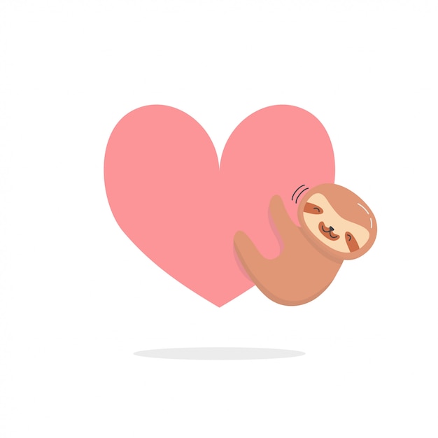 Premium Vector Cute Sloth With Heart