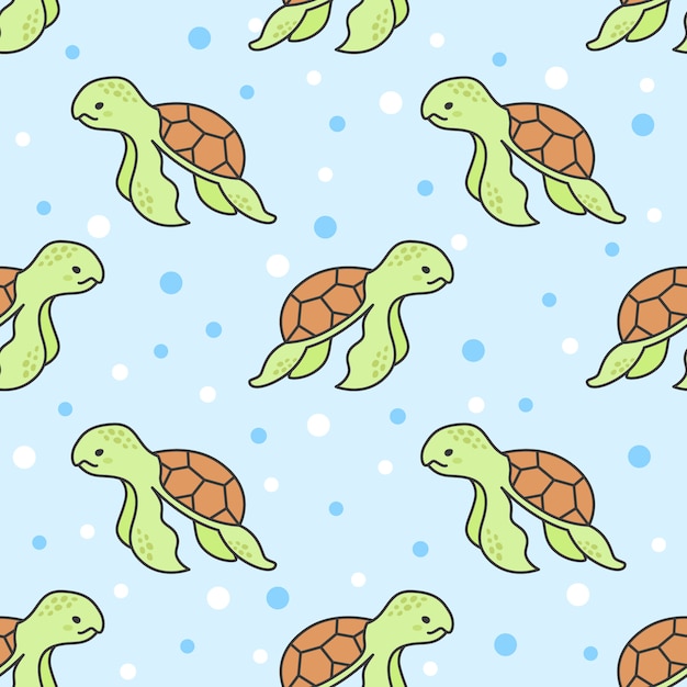Premium Vector Cute Turtle Seamless Pattern Background