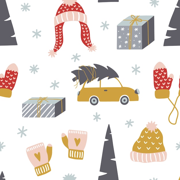Premium Vector | Cute winter seamless pattern. Premium Vector | Cute winter seamless pattern.
