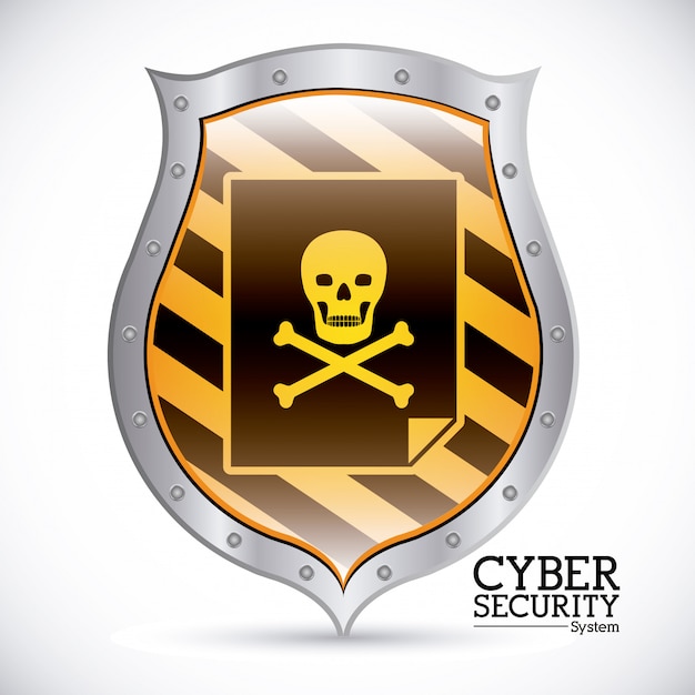 Premium Vector | Cyber security, warning shield Premium Vector | Cyber security, warning shield