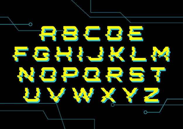 Premium Vector | Cyber technology digital alphabet set Premium Vector | Cyber technology digital alphabet set