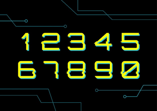Premium Vector | Cyber technology digital number set Premium Vector | Cyber technology digital number set