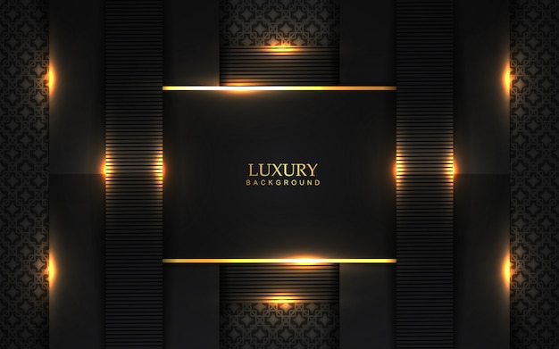 Premium Vector Dark Abstract Background Overlap Layers With Golden