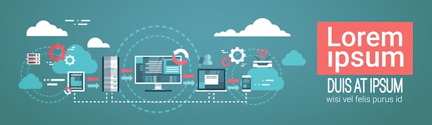 Premium Vector Data Center Cloud Computer Connection Hosting Server Database Synchronize