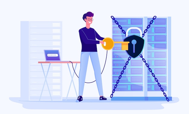 Premium Vector Data Center Security And Protection Illustration