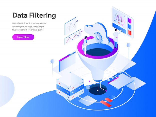 Premium Vector | Data filtering isometric for website page Premium Vector | Data filtering isometric for website page