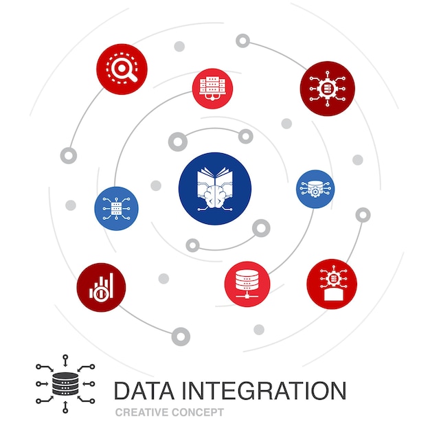 Premium Vector Data Integration Colored Circle Concept With Simple Icons Contains Such