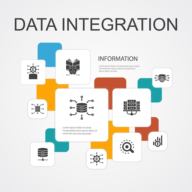 Premium Vector | Data integration infographic 10 line icons template ...