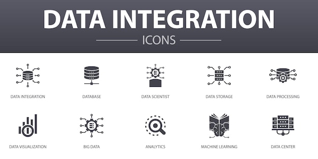 Premium Vector | Data integration simple concept icons set. contains ...