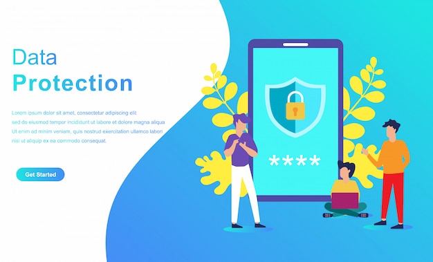Premium Vector | Data protection system character concept Premium Vector | Data protection system character concept