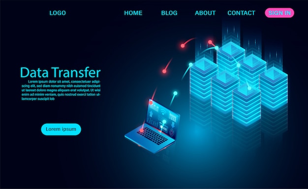 Premium Vector | Data transfer concept, downloading and uploading data ... Premium Vector | Data transfer concept, downloading and uploading data ...