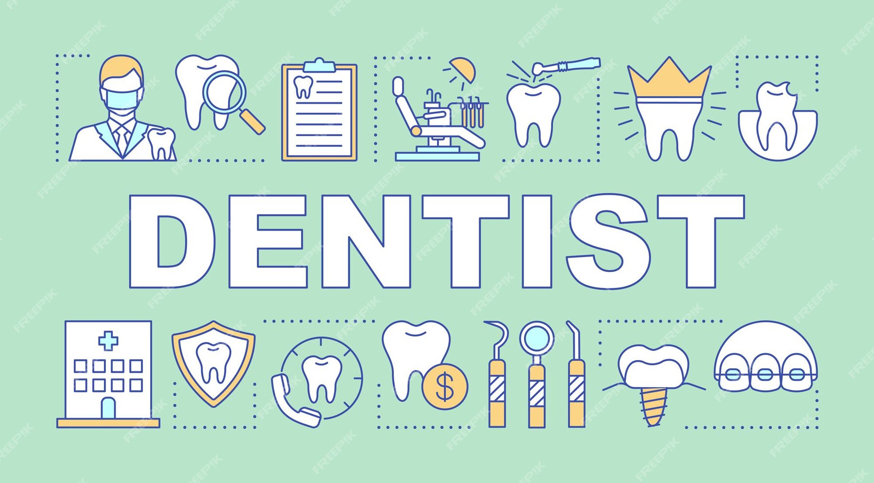 Premium Vector | Dentist word concepts banner. dental office, caries ... Premium Vector | Dentist word concepts banner. dental office, caries ...