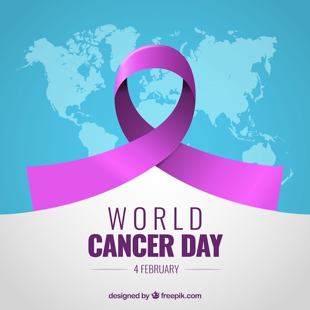 Design For World Cancer Day With Purple Ribbon Vector Free Download