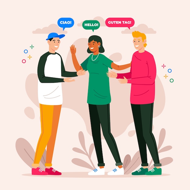 Free Vector | Different people talking in different languages Free Vector | Different people talking in different languages
