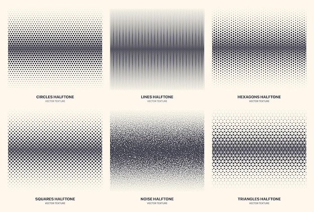 Premium Vector Different Variations Halftone Texture Set Abstract Geometric Border Isolated On