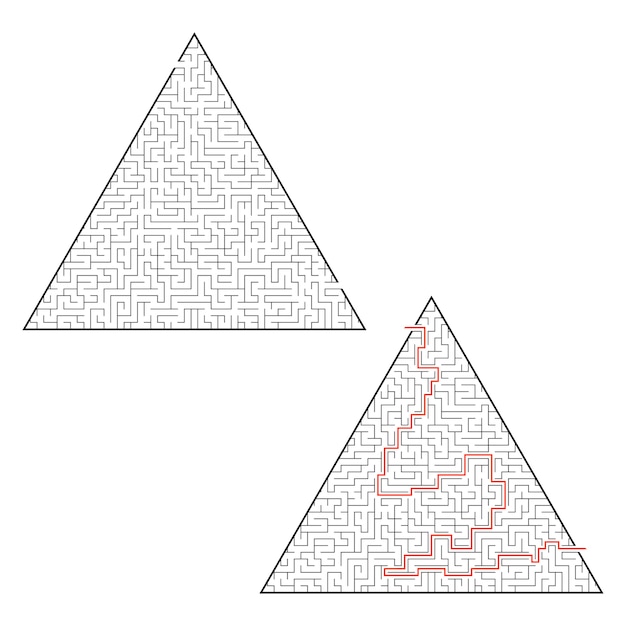 Premium Vector | Difficult triangular labyrinth Premium Vector | Difficult triangular labyrinth