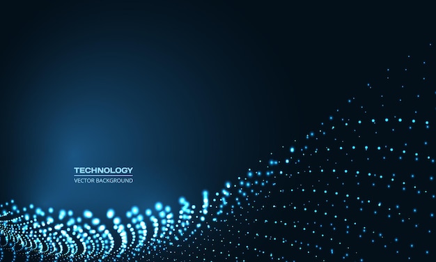 Premium Vector | Digital abstract vector technology particle wave in dark blue background. hi ...