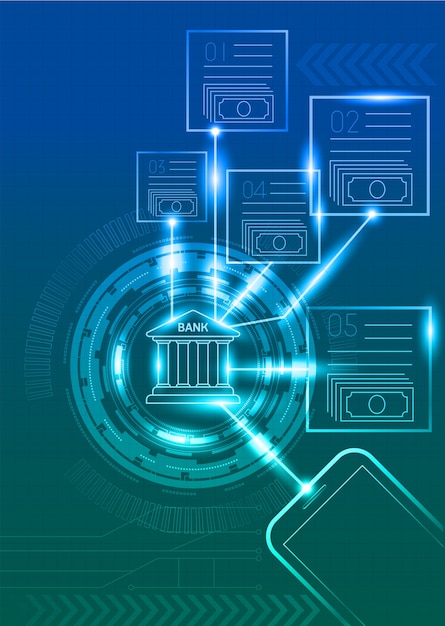 Premium Vector | Digital banking with mobile phone and technology ... Premium Vector | Digital banking with mobile phone and technology ...
