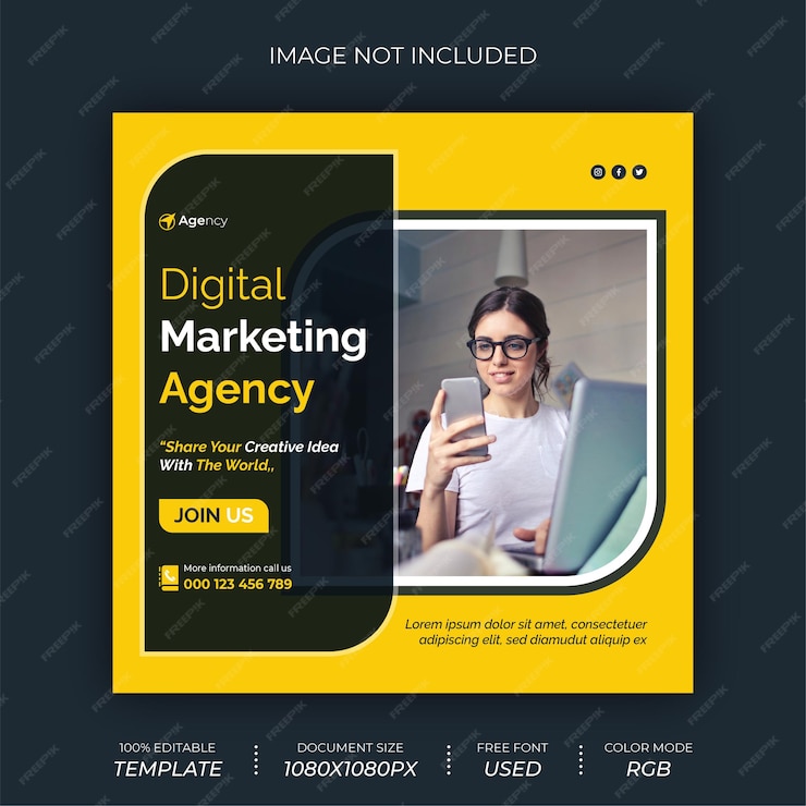 Premium Vector Digital Marketing Agency Post Design Template