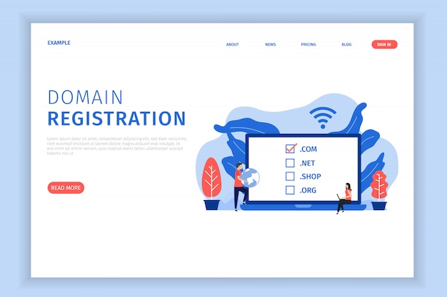 Premium Vector | Domain registration landing page illustration Premium Vector | Domain registration landing page illustration