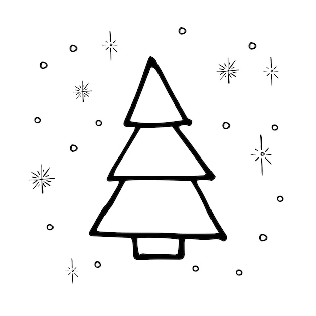 Premium Vector | Doodle christmas tree. simple hand drawn decorated ... Premium Vector | Doodle christmas tree. simple hand drawn decorated ...