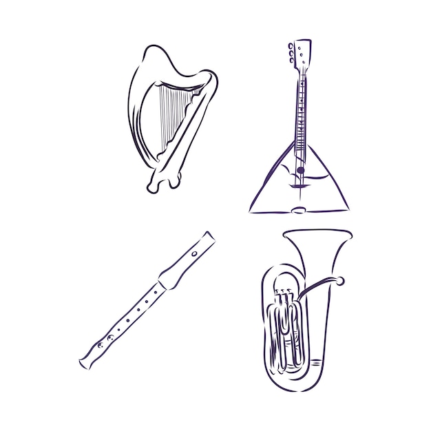 Premium Vector | Doodle musical instruments set, vector, set of musical ... Premium Vector | Doodle musical instruments set, vector, set of musical ...