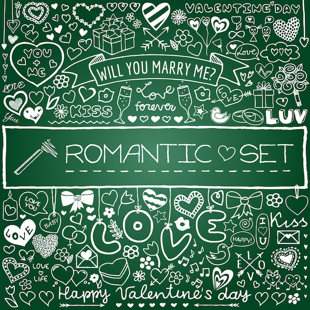 Premium Vector Doodle Romantic Set