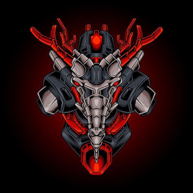 Premium Vector | Dragon head robotic vector illustration Premium Vector | Dragon head robotic vector illustration