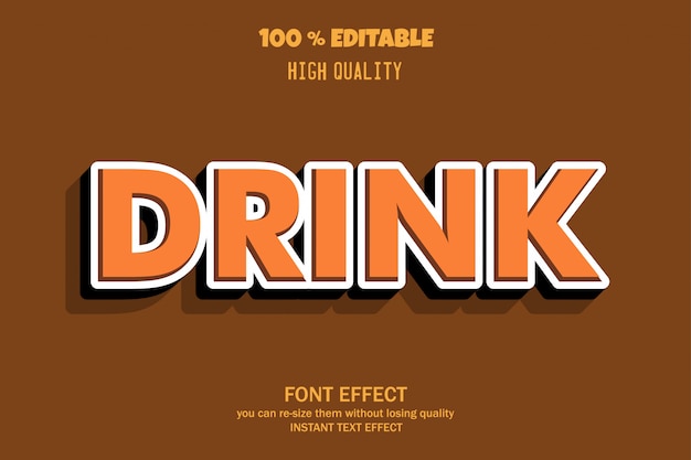 Premium Vector | Drink text, editable font effect Premium Vector | Drink text, editable font effect