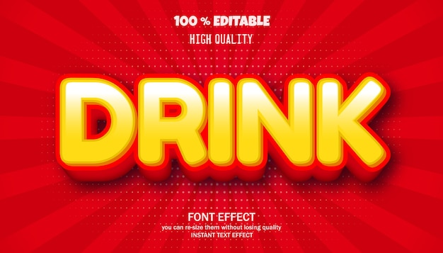 Premium Vector | Drink text effect, editable font Premium Vector | Drink text effect, editable font